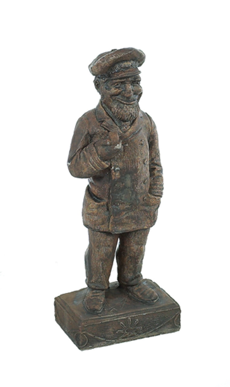 Solid Rock Stoneworks Captain with Pipe Stone Statue 21" Tall Espresso ...