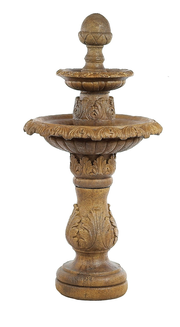 Solid Rock Stoneworks Concrete 2 Tier Acorn Leaf Fountain - 48" Tall ...