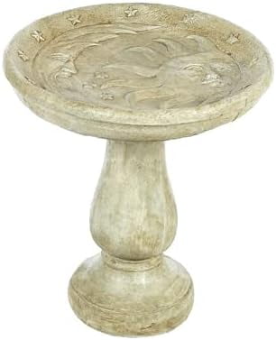 Solid Rock Stoneworks Concrete Celestial Birdbath - 24in Tall - Buff ...