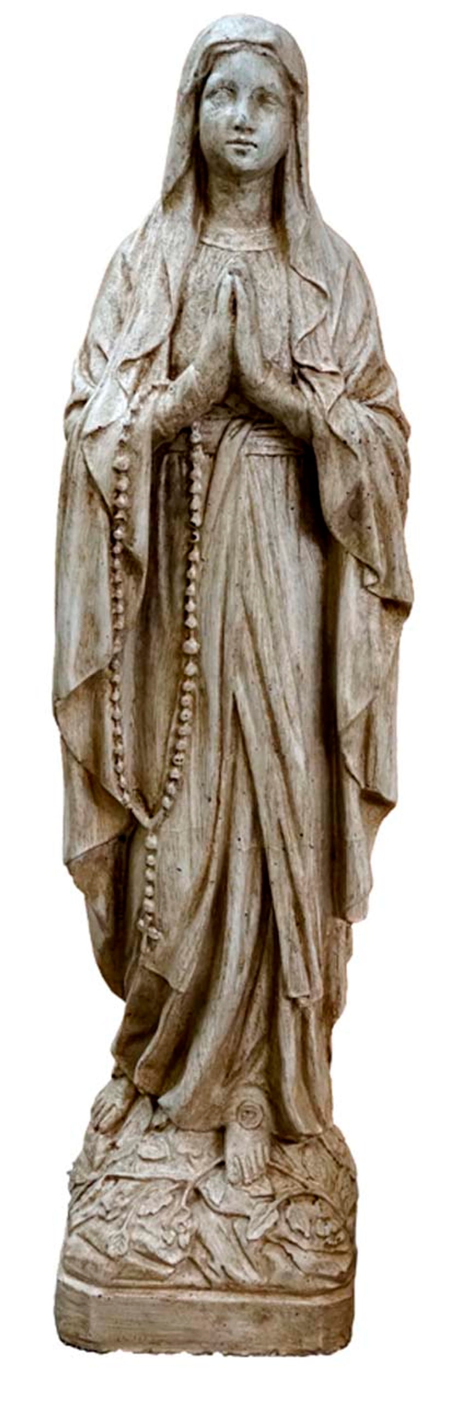 Solid Rock Stoneworks Concrete Lady of Lourdes Statue - 27in Tall ...