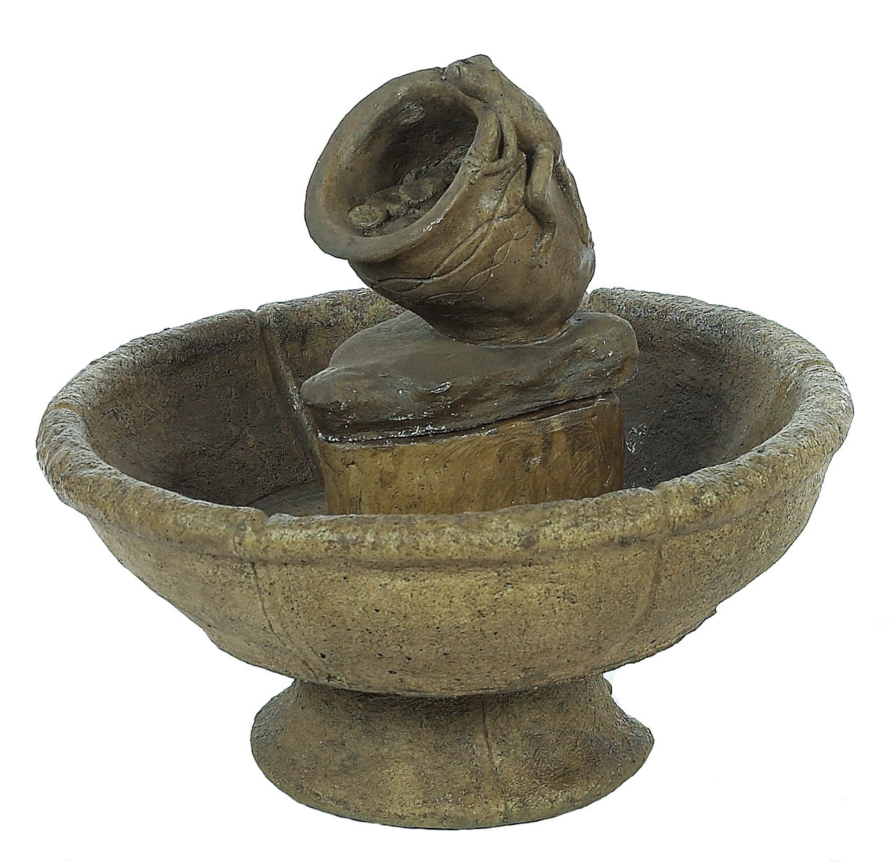 Solid Rock Stoneworks Concrete Mayan Frog Fountain - 18" Tall - Aged ...
