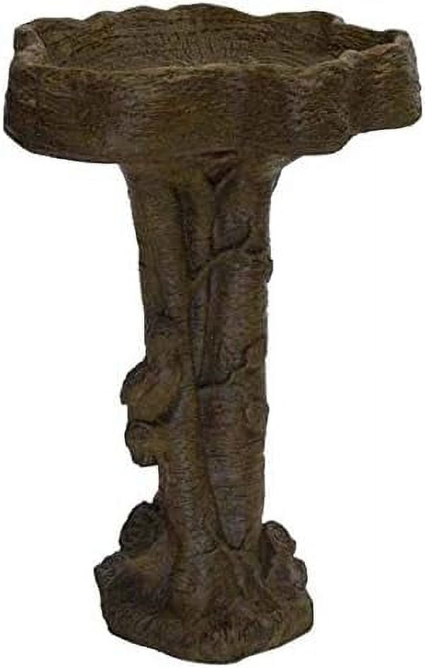 Solid Rock Stoneworks Concrete Woodpecker Birdbath - 25" tall x 18" w x 16" d - Espresso ...