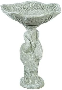 Solid Rock Stoneworks Egret Birdbath - 33" Tall - Marble Tone - Walmart.com