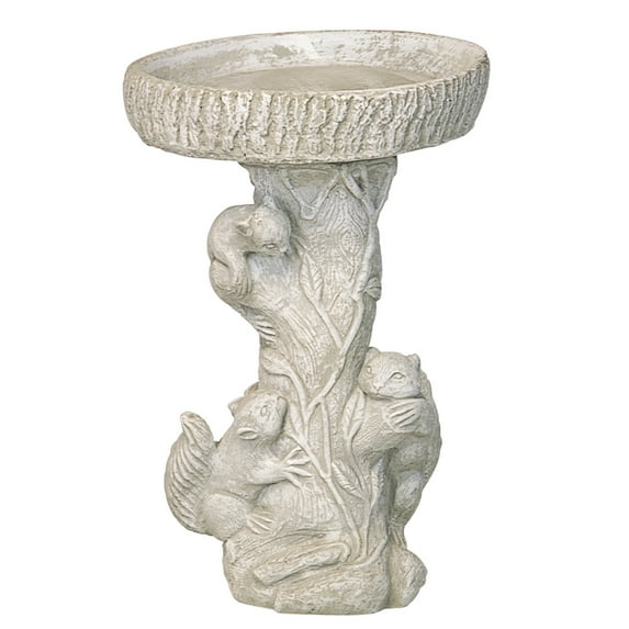 Solid Rock Stoneworks Fancy Squirrel/Log Birdbath - 29" Tall - Marble Tone - Walmart.com