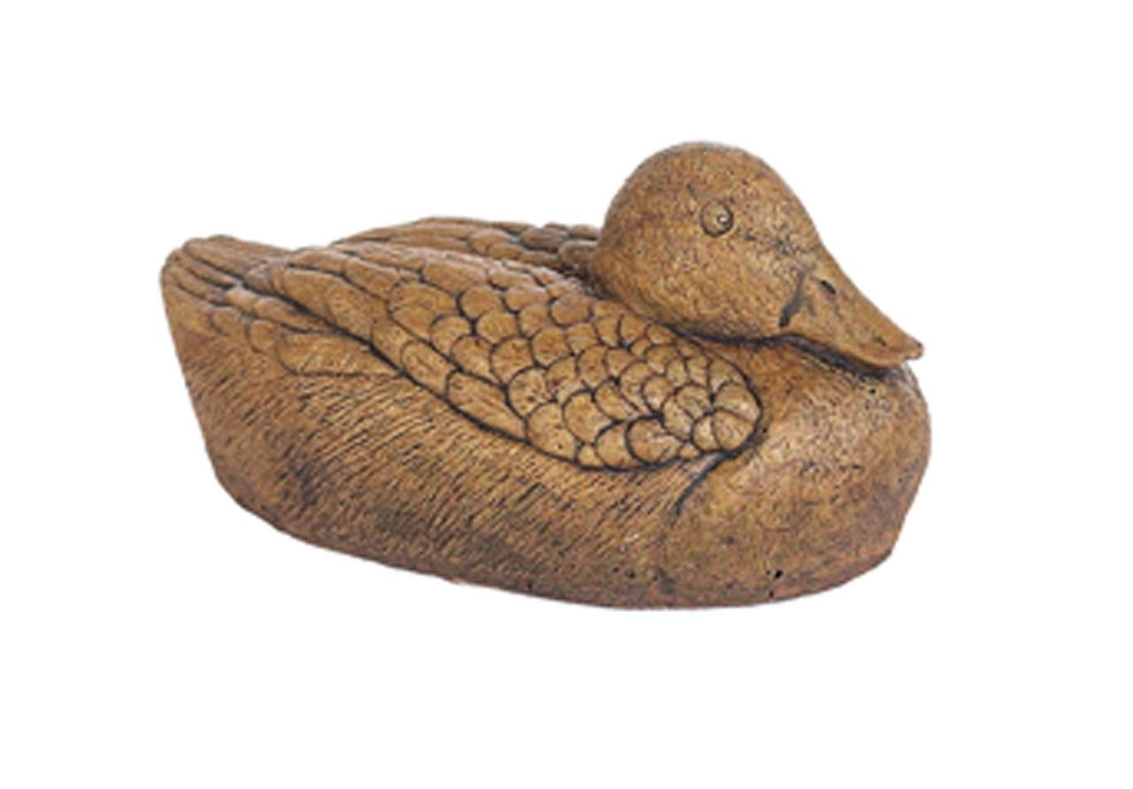 Solid Rock Stoneworks Feathered Duck Stone Statue 5in Tall Espresso ...