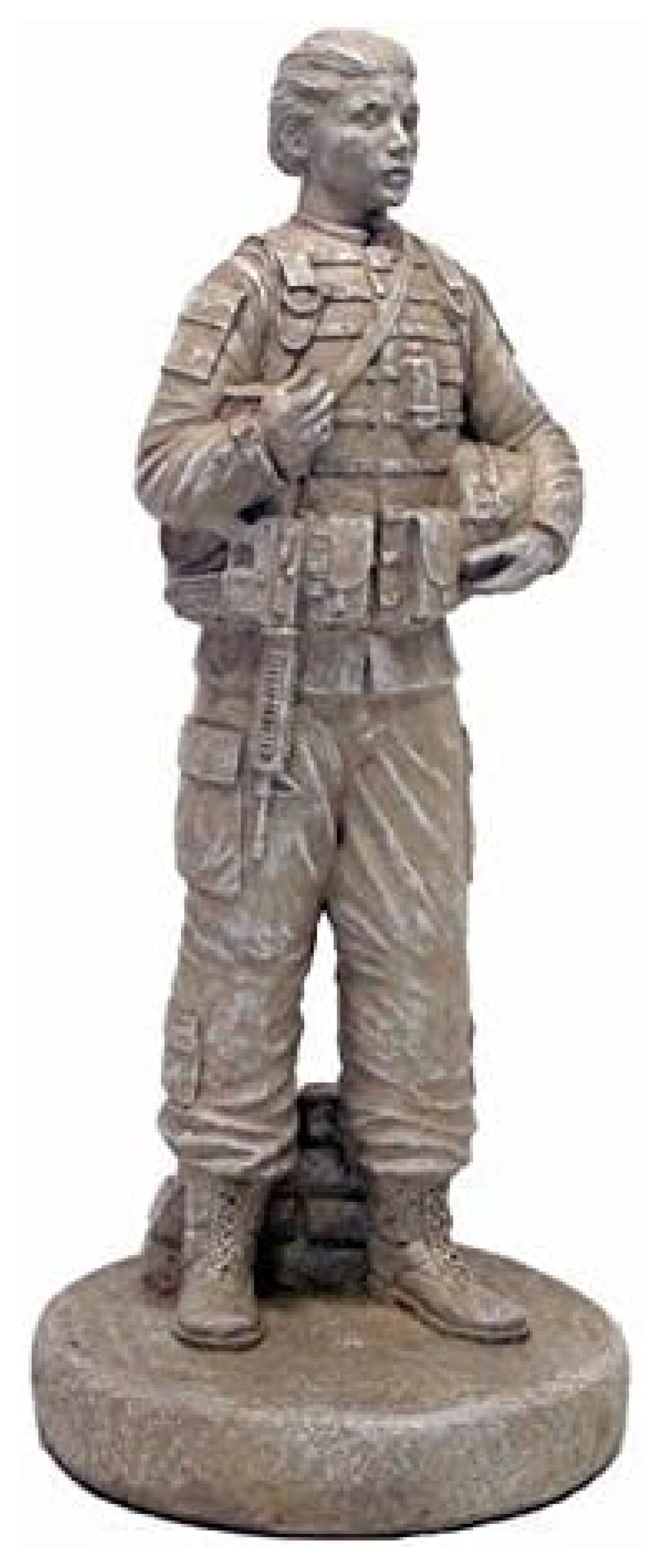 Solid Rock Stoneworks Female Soldier Stone Statue 24in Tall Desert Sand ...
