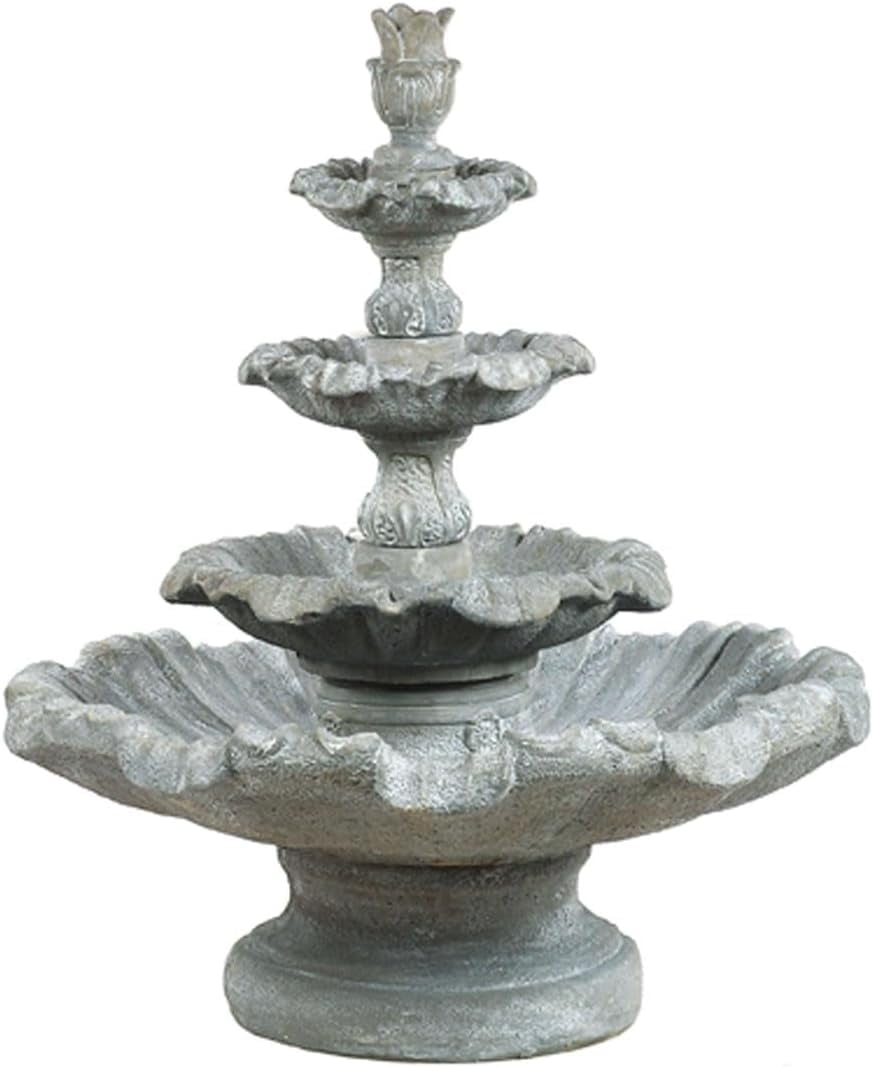 Solid Rock Stoneworks Grooved 4 Tier Fountain- 54" Tall- Flint Stain ...