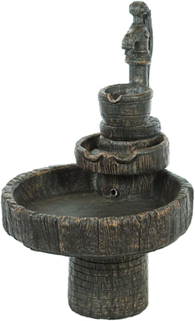 Solid Rock Stoneworks Hand Pump Fountain - 40" Tall - Autumn Brown ...