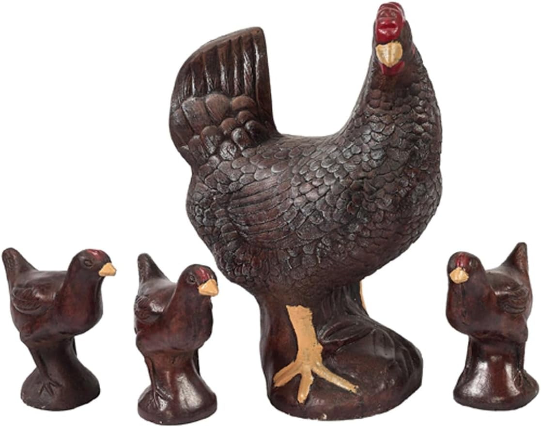 Solid Rock Stoneworks Hen & Chick Set Concrete Statues, 15" Tall ...