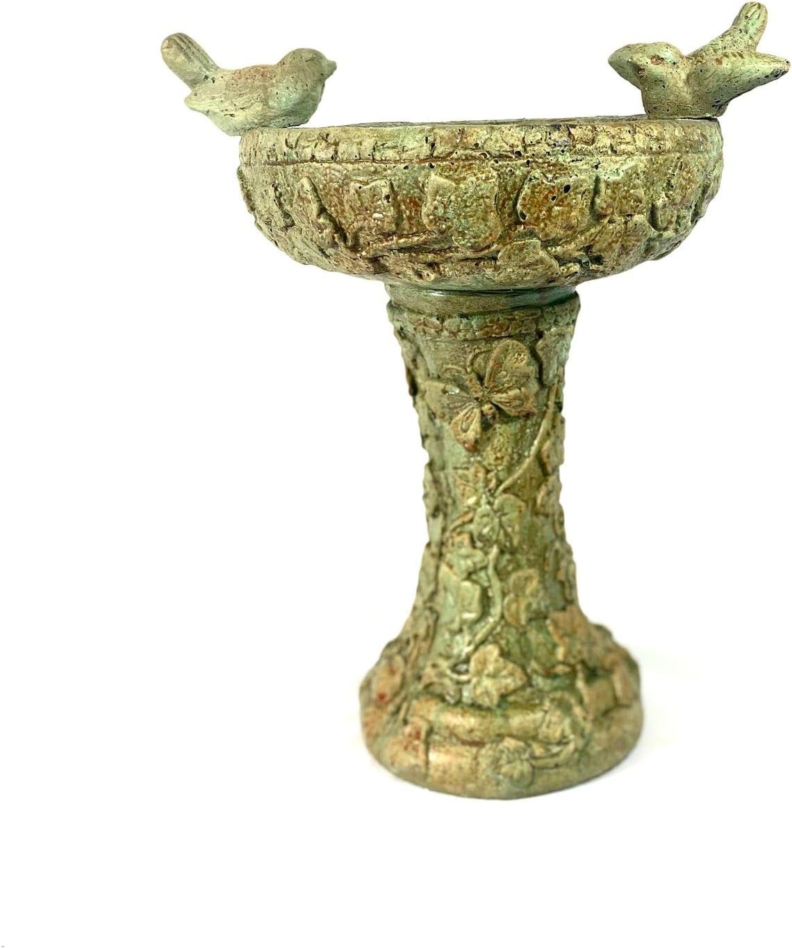 Solid Rock Stoneworks His Eye on Sparrow Birdbath - 15" Tall - Verde ...