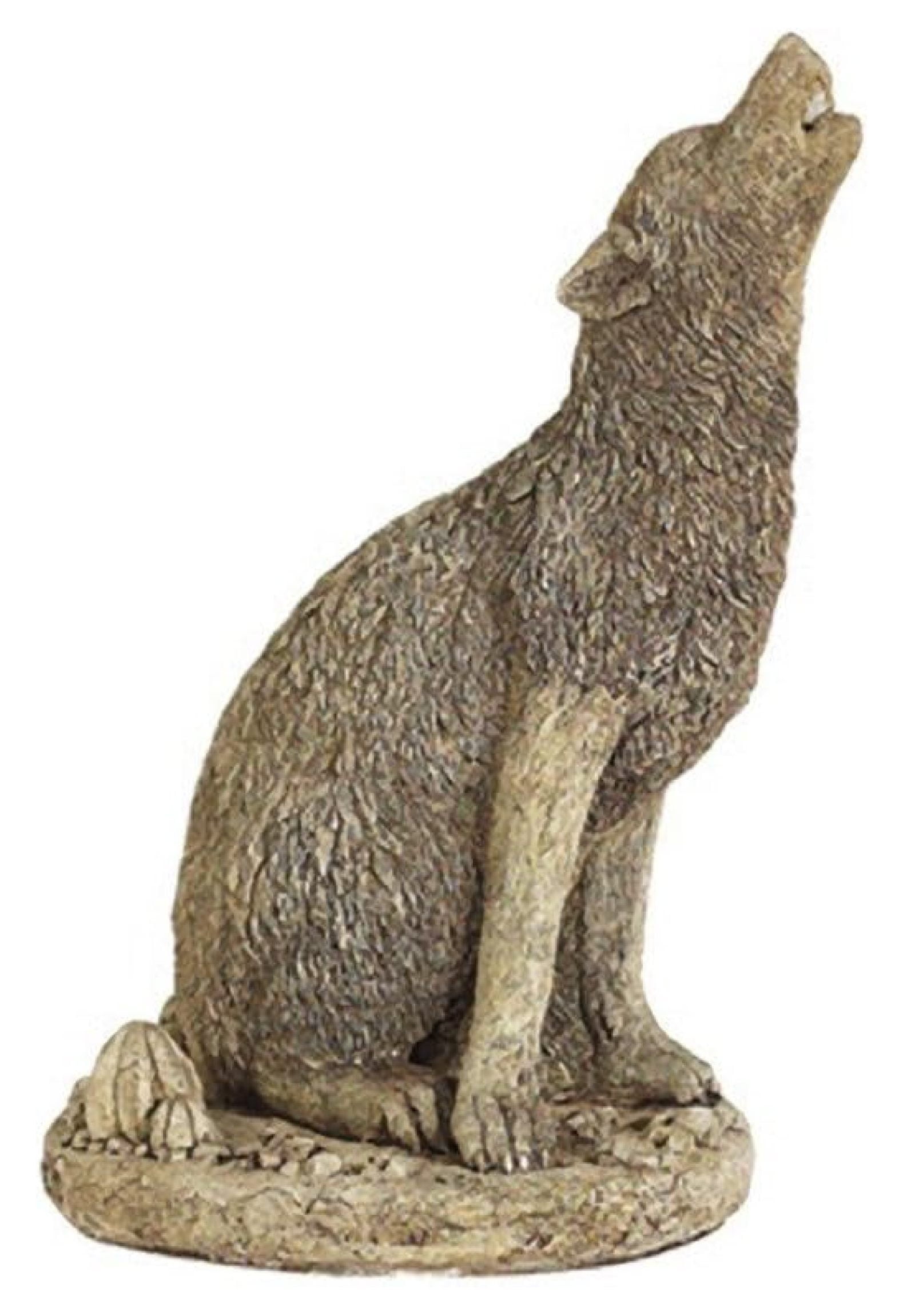 Solid Rock Stoneworks Howling Coyote Stone Statue 16in Tall Buff Color ...