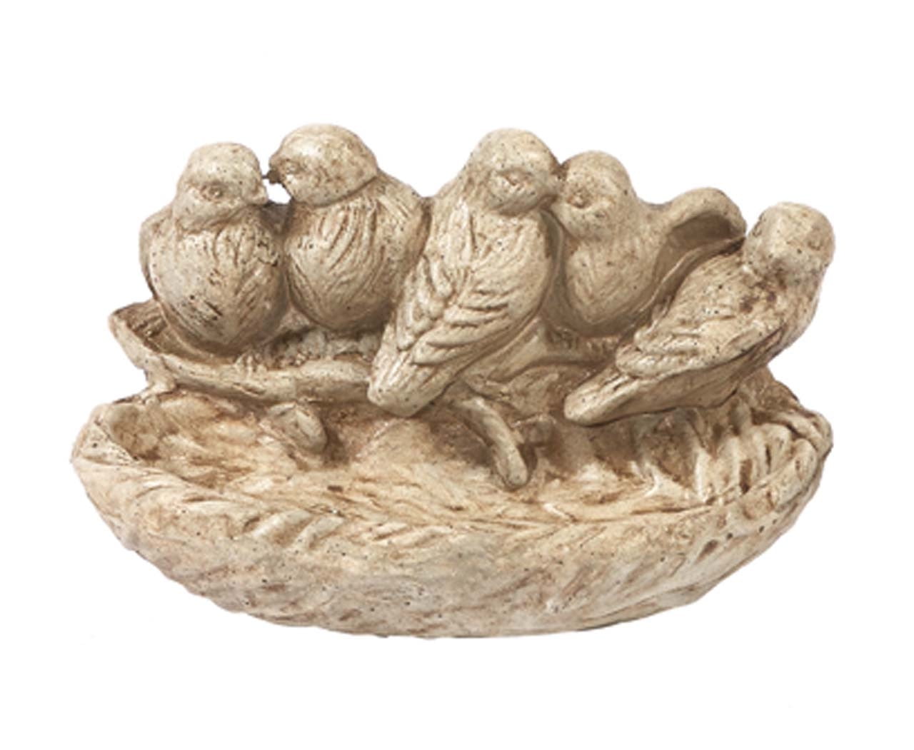 Solid Rock Stoneworks Hungry Birds Concrete Statue, 6" Tall, Buff Color ...