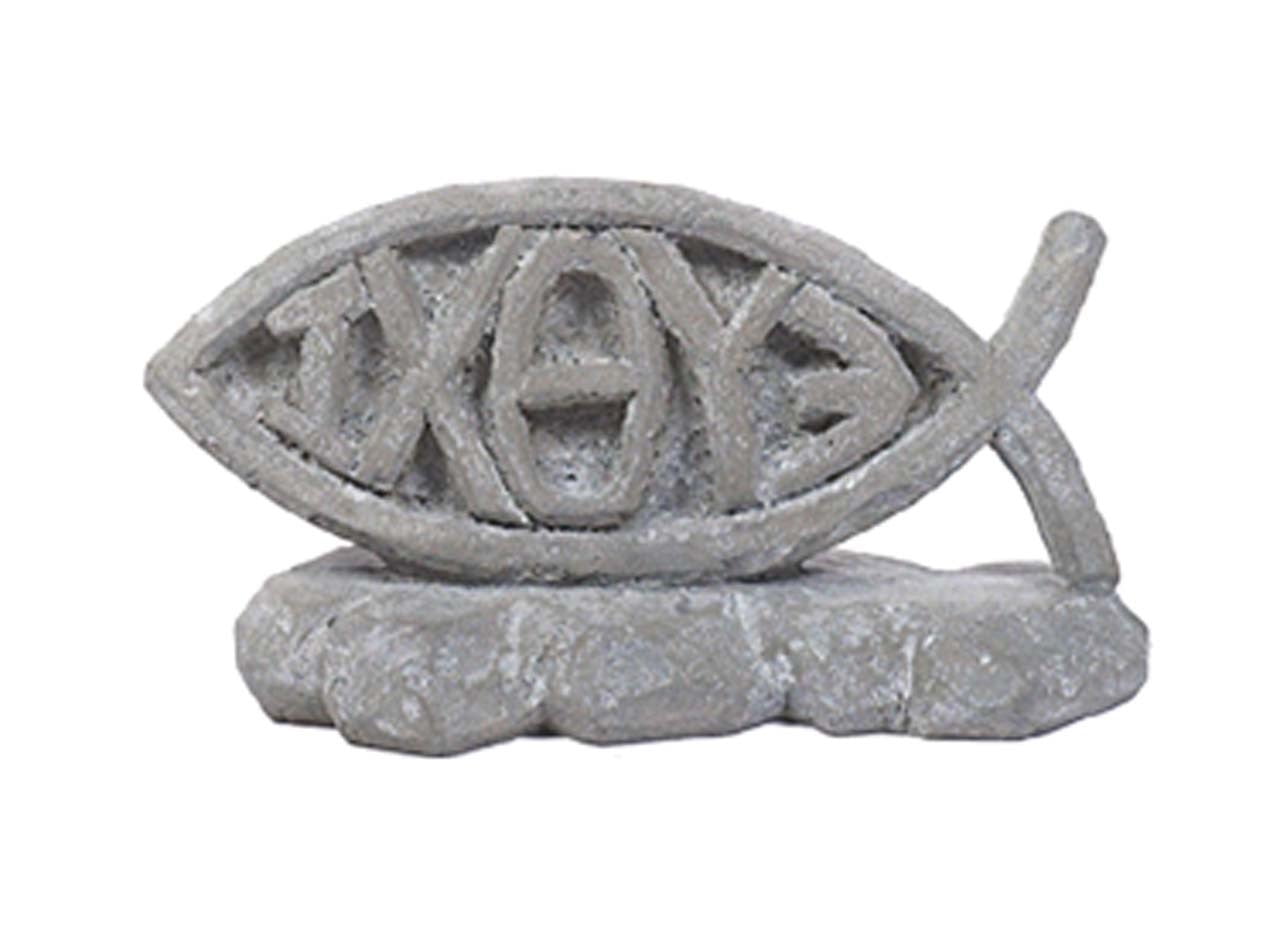 Solid Rock Stoneworks ICTHUS Stone Statue 8" Tall x 18" Long Flint ...