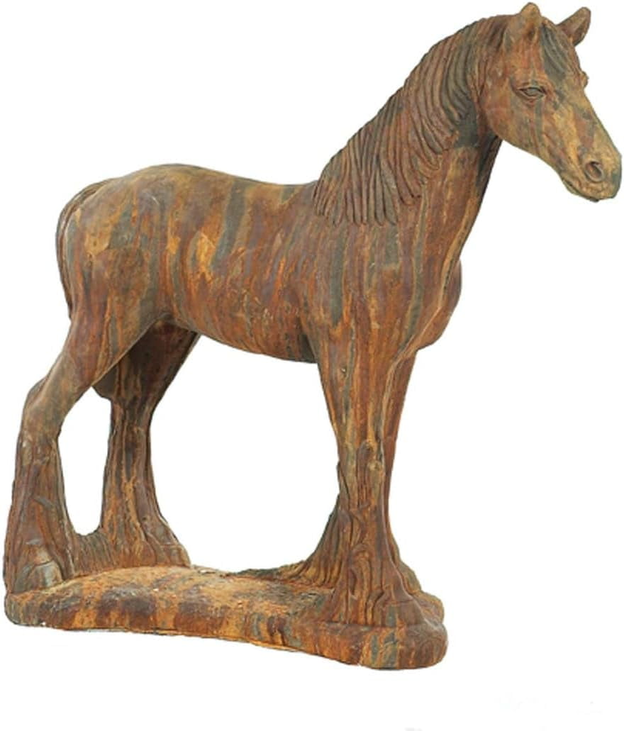 Solid Rock Stoneworks Large Concrete Horse Statue, 44" Tall, Rust Color ...