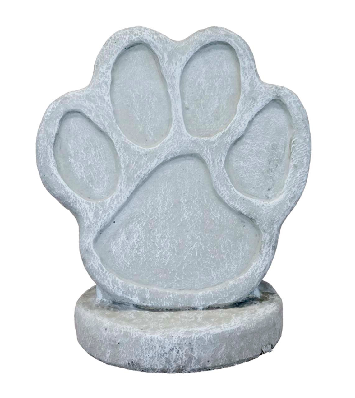 Solid Rock Stoneworks Large Paw Print Concrete Statue, 14" Tall, Marble ...