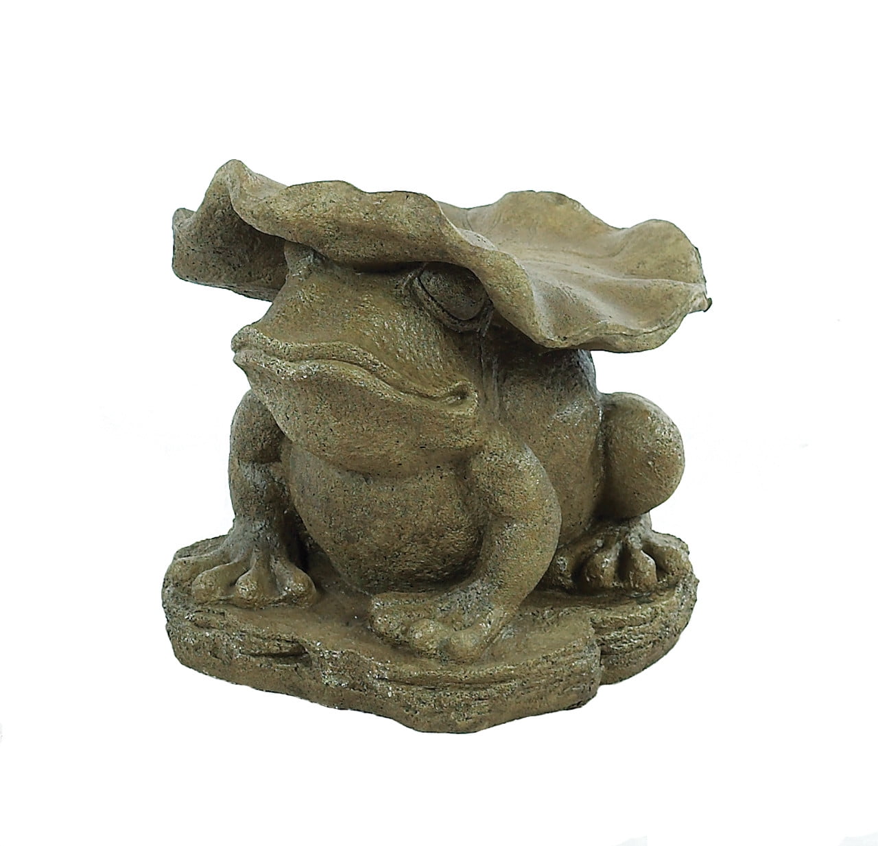 Solid Rock Stoneworks Lilypad Frog Seat Concrete Statue, 16" Tall, Aged ...
