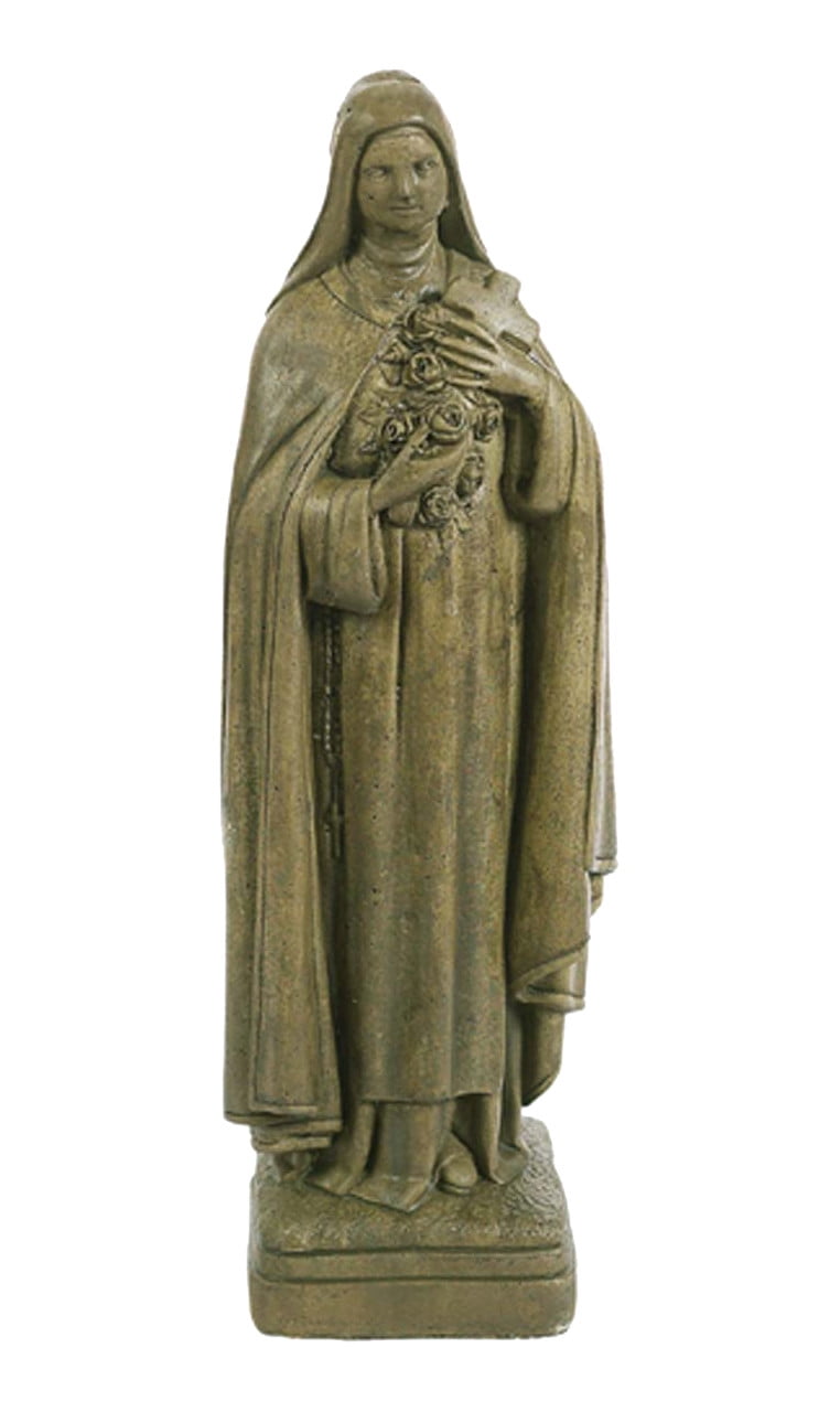Solid Rock Stoneworks Mary Teresa Stone Statue 26" Tall Aged Pine Color ...