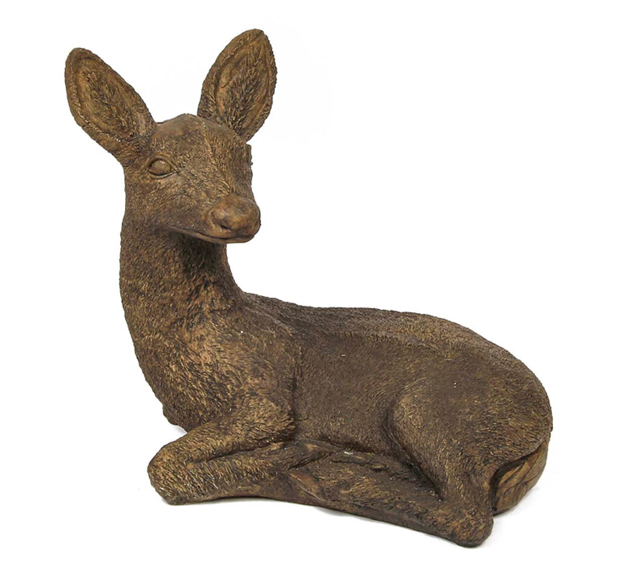 Solid Rock Stoneworks Medium Resting Doe Concrete Statue, 20" Tall, Espresso Color - Walmart.com