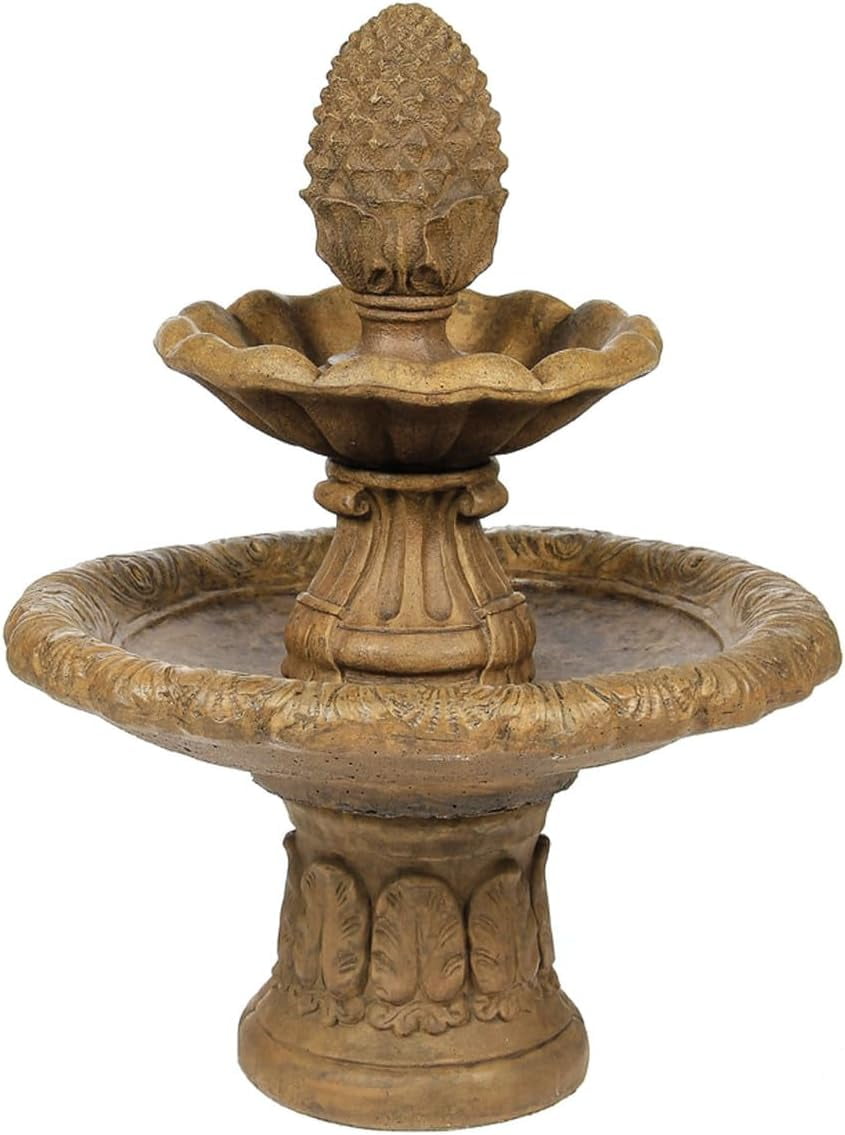 Solid Rock Stoneworks Medium Round 15" Pineapple Fountain - 43" Tall - Espresso - Walmart.com