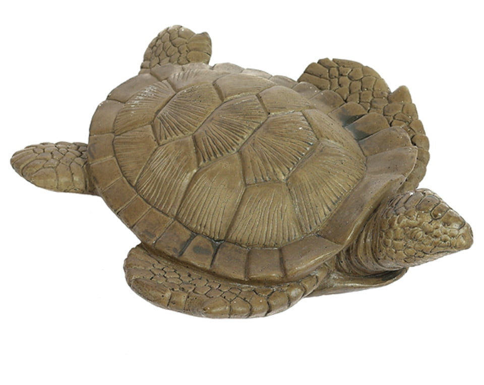 Solid Rock Stoneworks Medium Sea Turtle Concrete Statue, 7" Tall, Aged Pine Color - Walmart.com