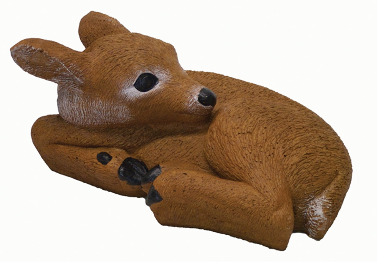Solid Rock Stoneworks Nature Fawn Stone Statue 14" Long Life Like Color ...