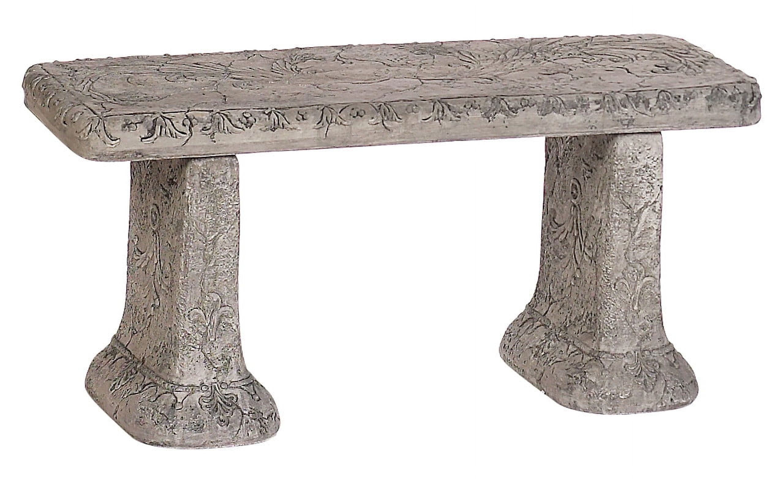 Solid Rock Stoneworks Old World Garden Bench, 3-Piece Cast Stone ...