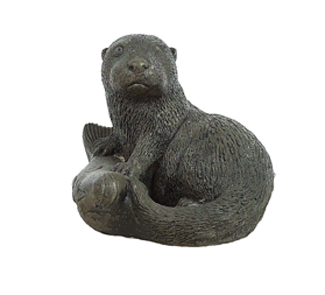 Solid Rock Stoneworks Otter with Fish Concrete Statue, 7" Tall ...