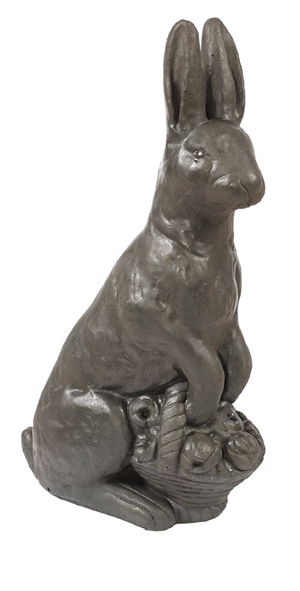 Solid Rock Stoneworks Rabbit with Basket of Flowers Concrete Statue, 24 ...