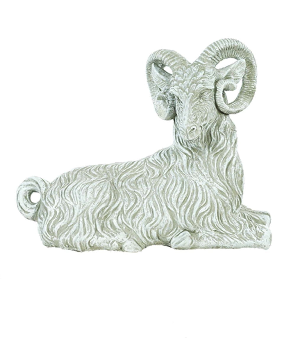 Solid Rock Stoneworks Ram Concrete Statue, 22" Tall, Marble Tone Color ...