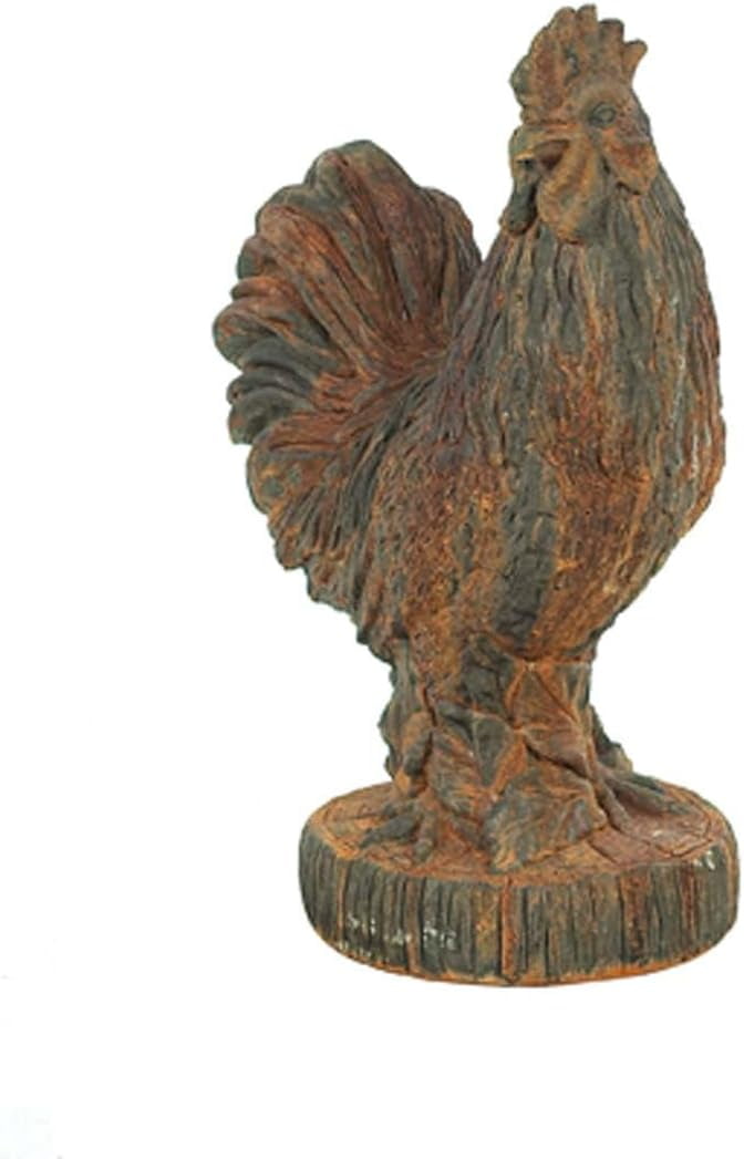 Solid Rock Stoneworks Rooster Concrete Statue, 25" Tall, Rust Color ...