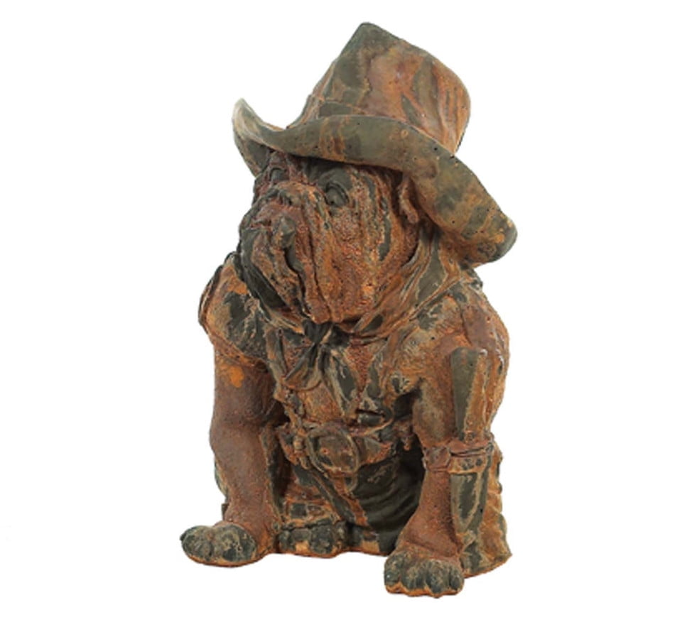 Solid Rock Stoneworks Sheriff Bulldog Concrete Statue, 19" Tall, Rust ...