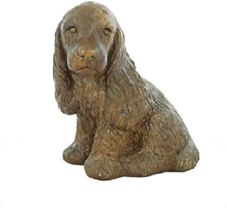 Solid Rock Stoneworks Sitting Cocker Spaniel Statue 12in Tall Tobacco ...