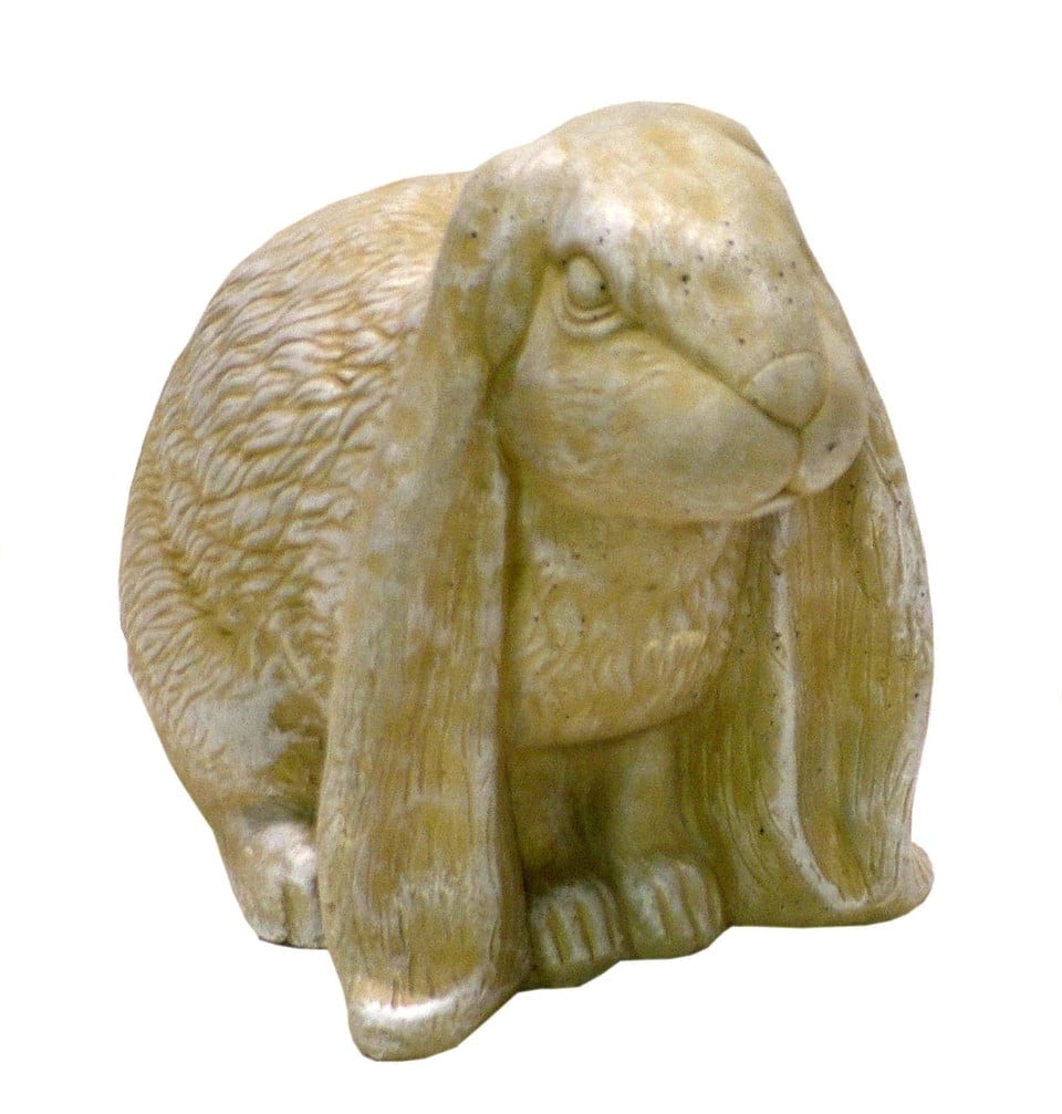 Solid Rock Stoneworks Sitting Flop Ears Rabbit Concrete Statue, 9" Tall ...