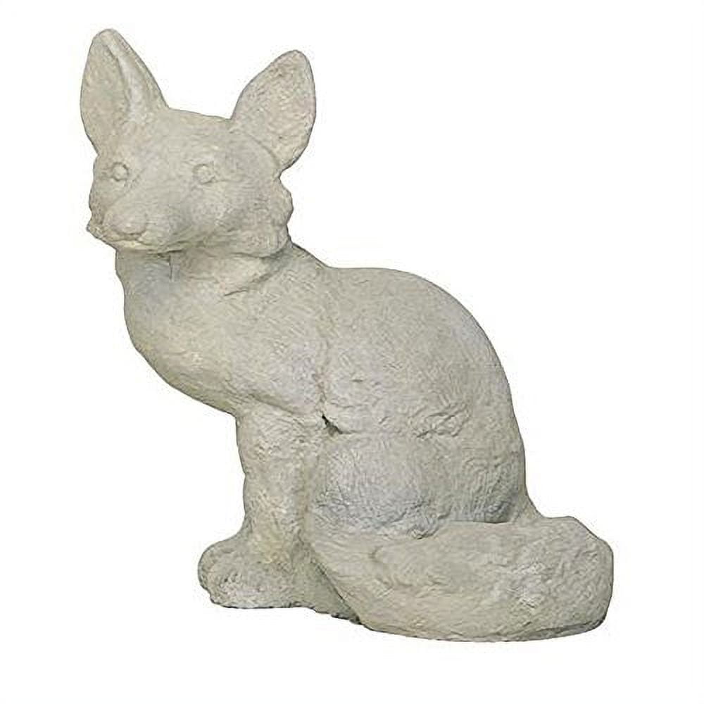 Solid Rock Stoneworks Sitting Fox Stone Statue 13in Tall Natural Color ...