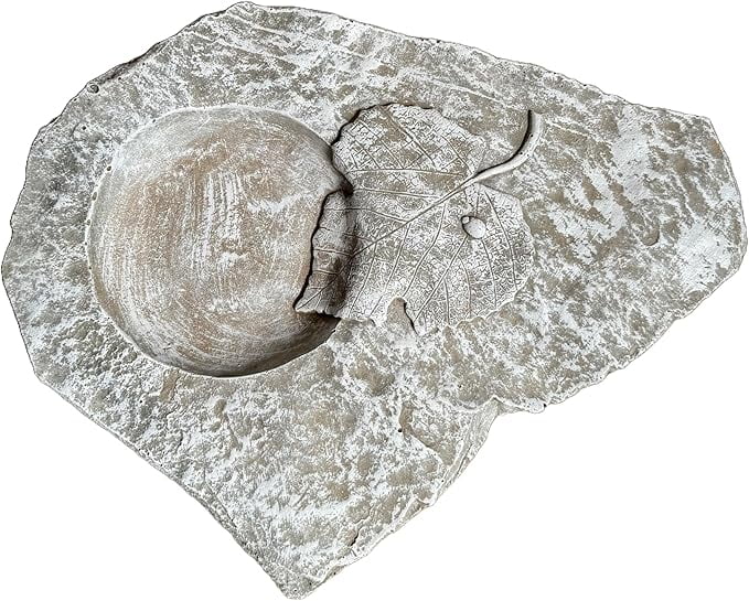 Solid Rock Stoneworks Slate Leaf Feeder/Bird Bath, Marble Tone Concrete, Garden Decor - Walmart.com