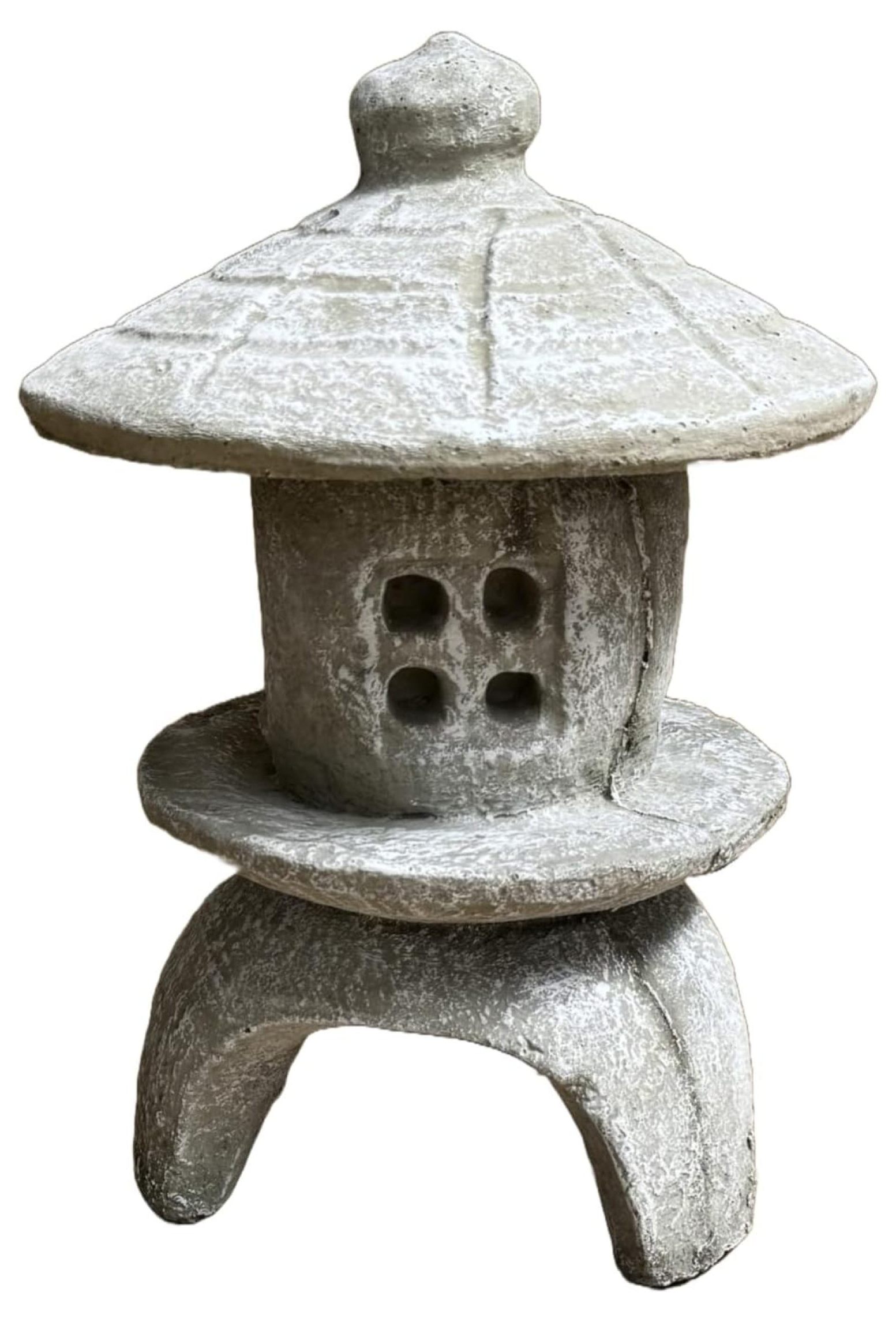 Solid Rock Stoneworks Small Round Concrete Pagoda Statue for Garden ...