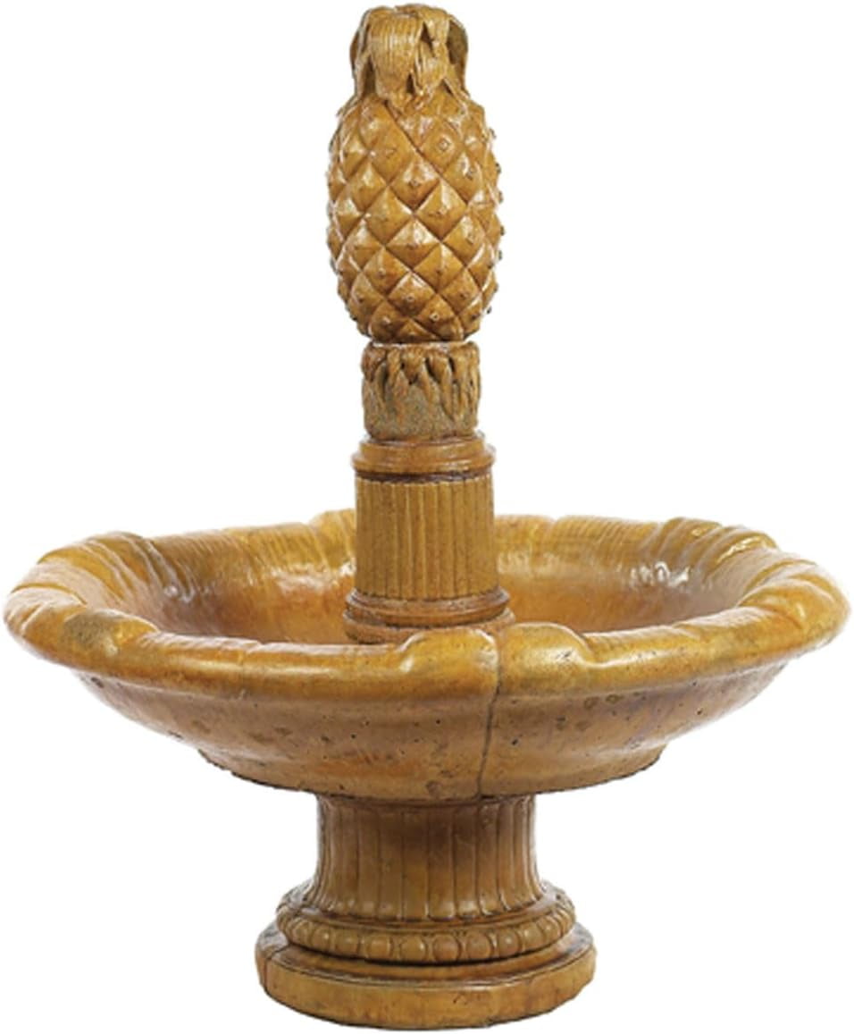 Solid Rock Stoneworks Tall Pineapple on Base Fountain - 45" Tall - Autumn Wheat - Walmart.com