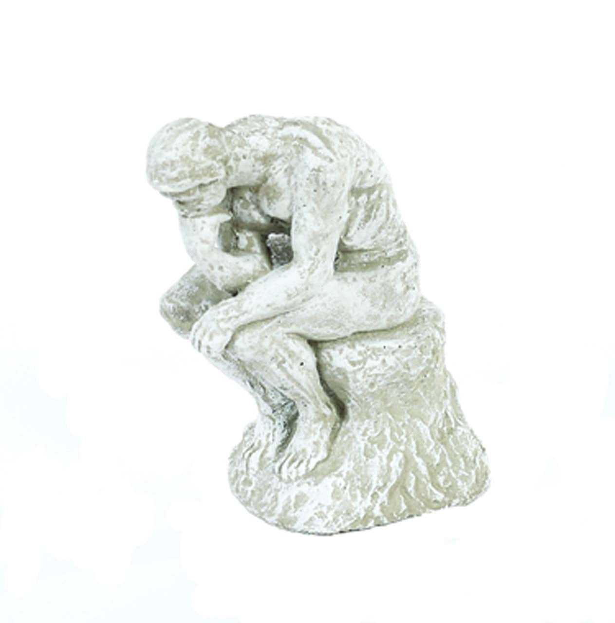 Solid Rock Stoneworks Thinker Decorative Stone Statue 11" Tall Natural ...