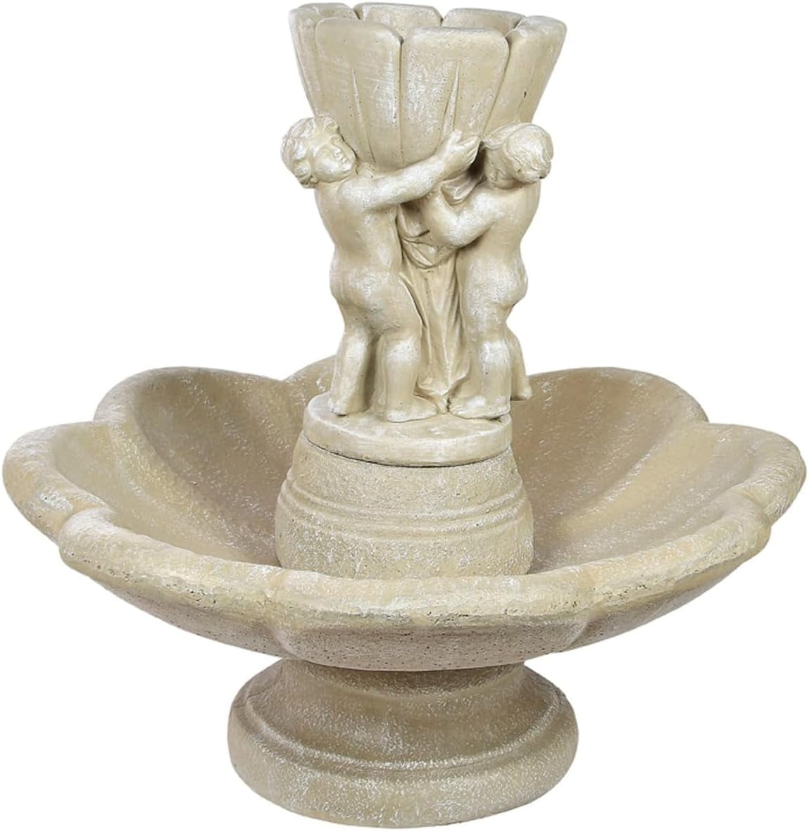 Solid Rock Stoneworks Three Cherubs Holding Bowl/Lily Fountain - 47 ...