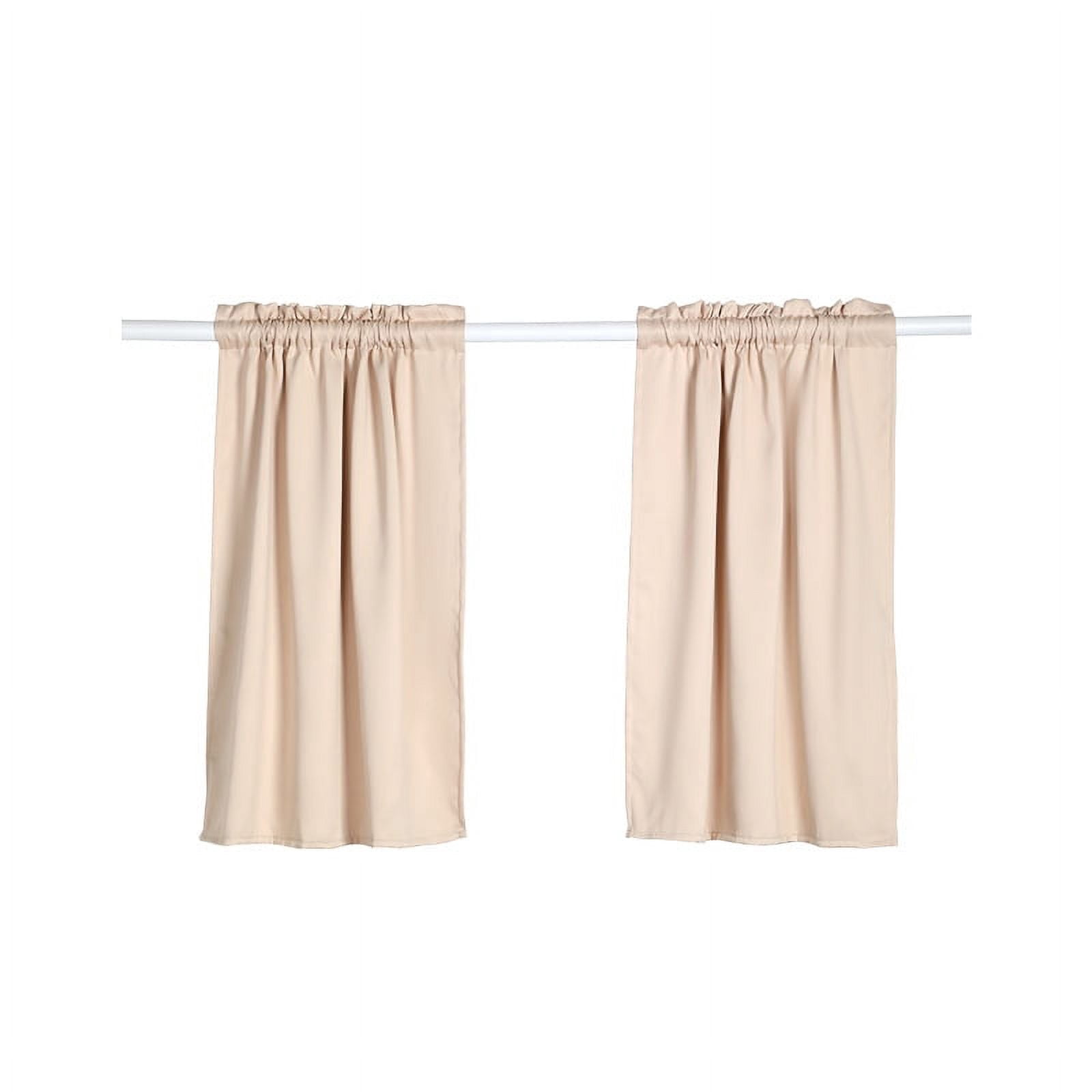 Solid Rod Pocket Curtain Panels, Light Filtering Short Window Drapes ...