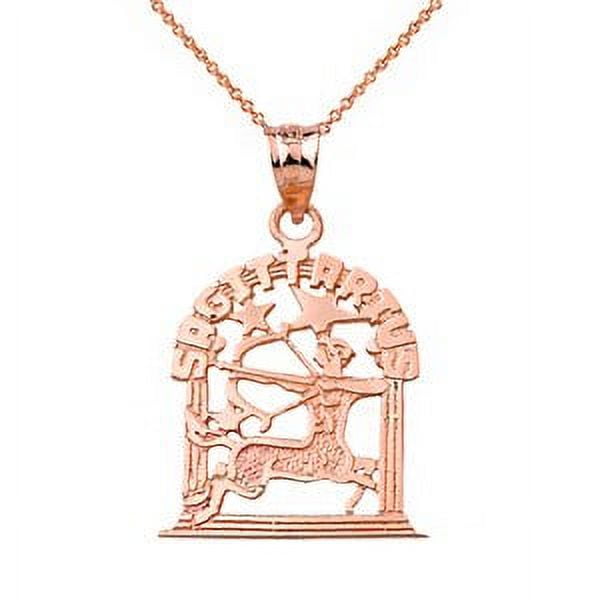 Solid Rose Gold Zodiac Sagittarius Pendant Necklace : 14K Pendant with ...