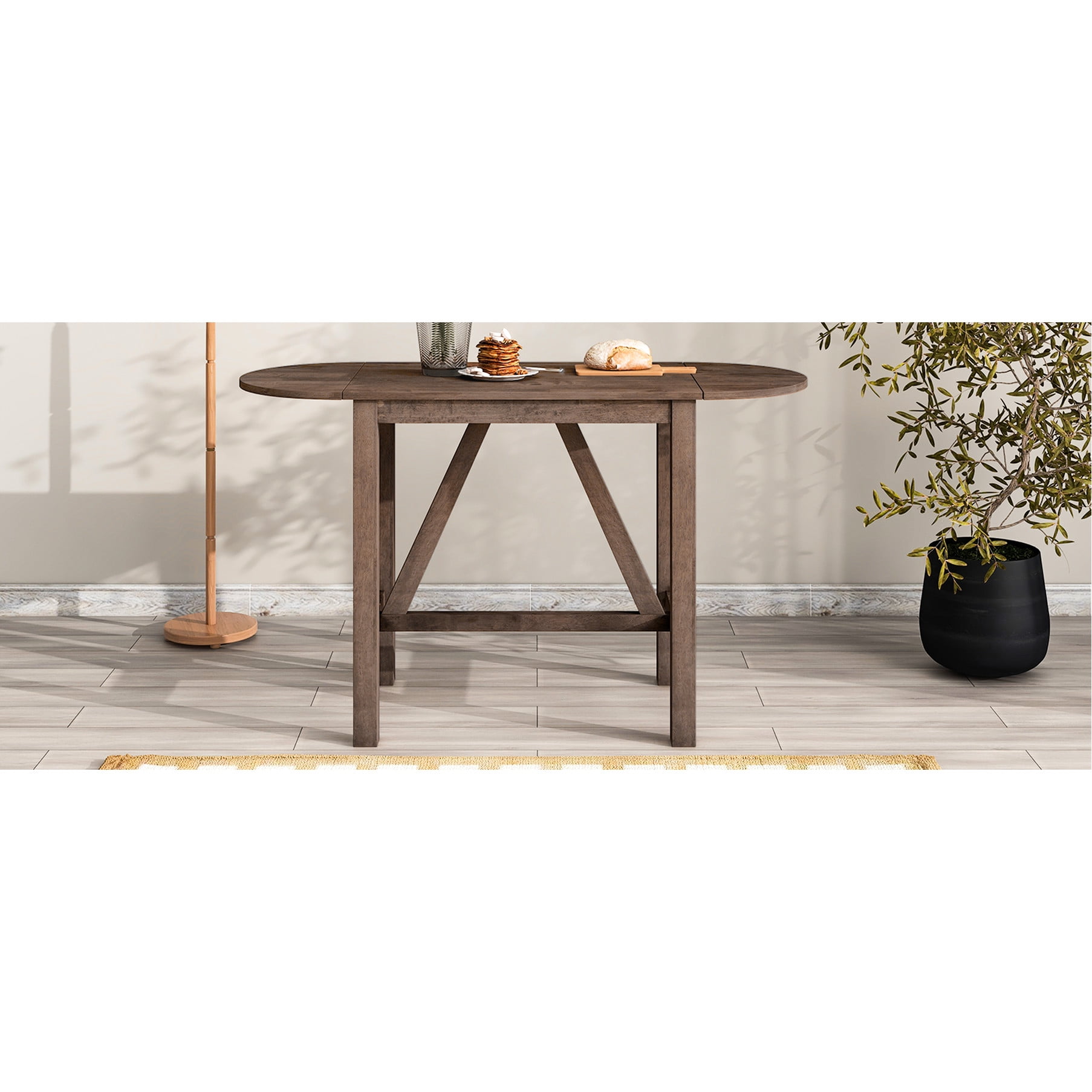 Solid Rubber Wood Dining Set + Drop Leaf Function"-"Indoor Dining ...