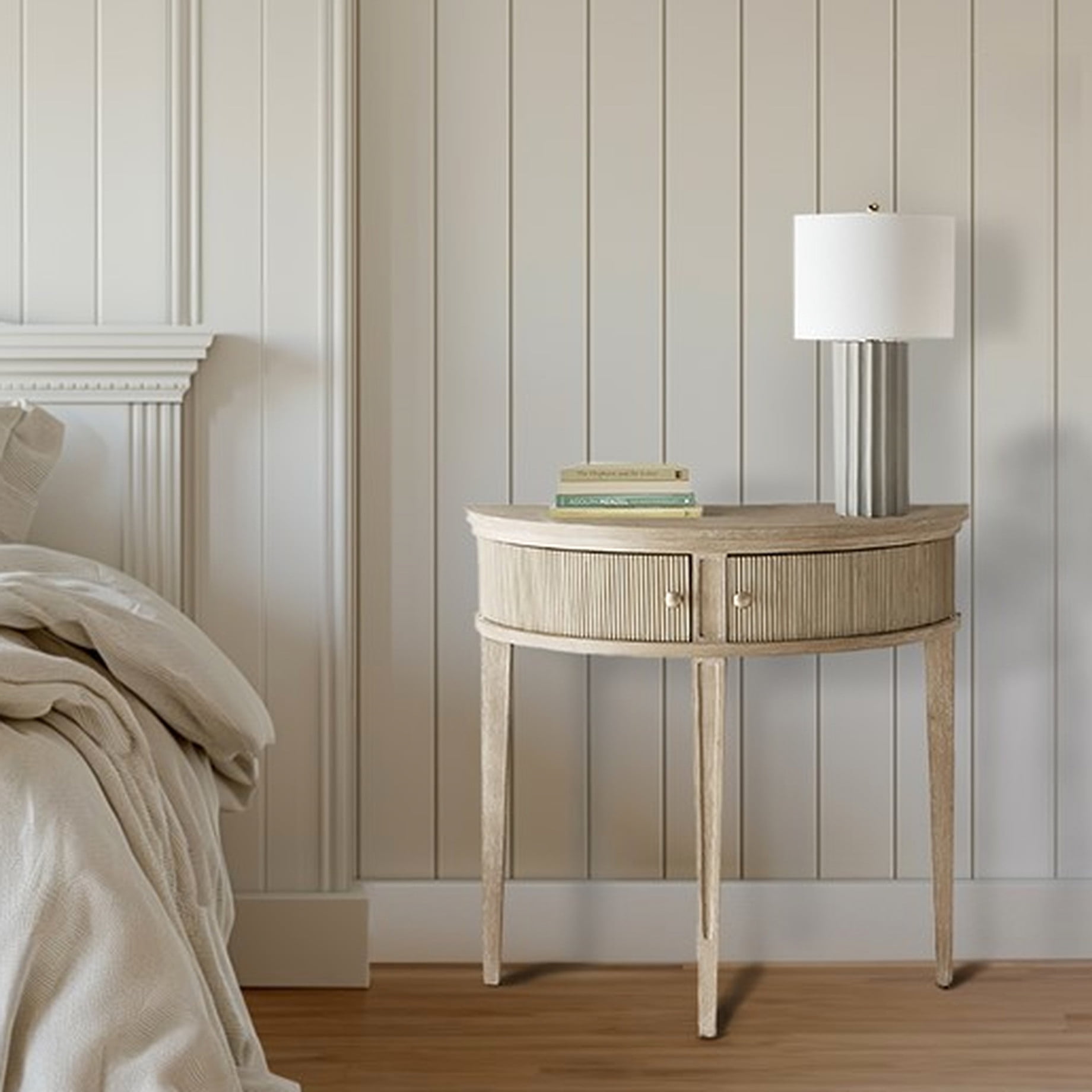 Solid Rubber Wood - Fluted Door Storage - Bed and Breakfast Foyer ...
