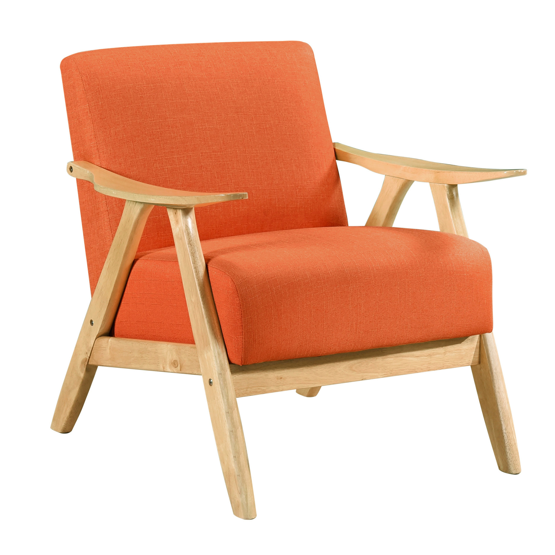 Solid Rubberwood Frame, Orange Accent | Ideal for Family Living Rooms ...
