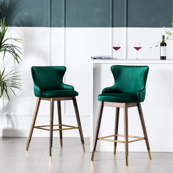 Solid Rubberwood Legged Green Bar Stools / Stable Seating for ...