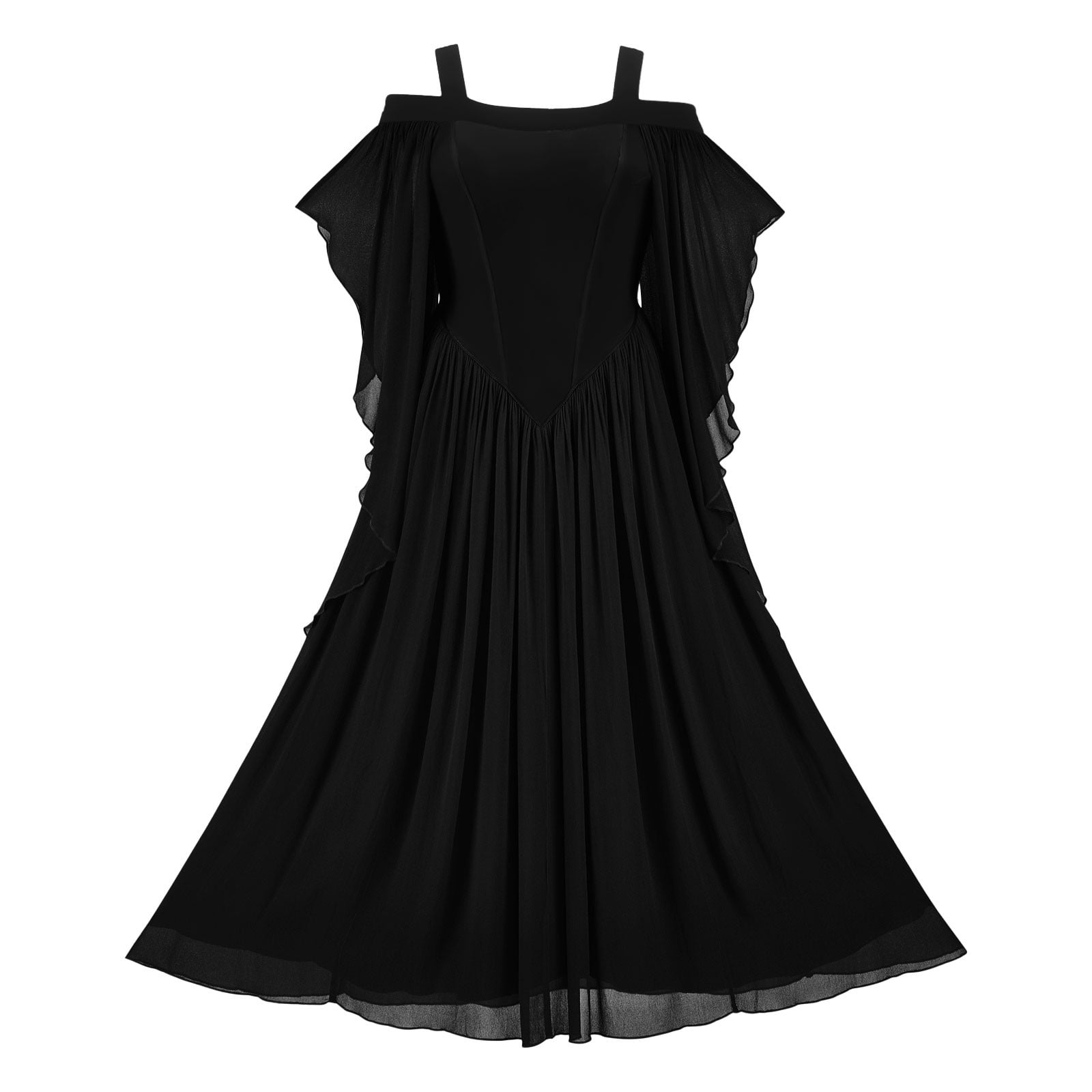 Deals Solid Ruffle Short Sleeve Suspender Empire Waist Pleated Flowy ...