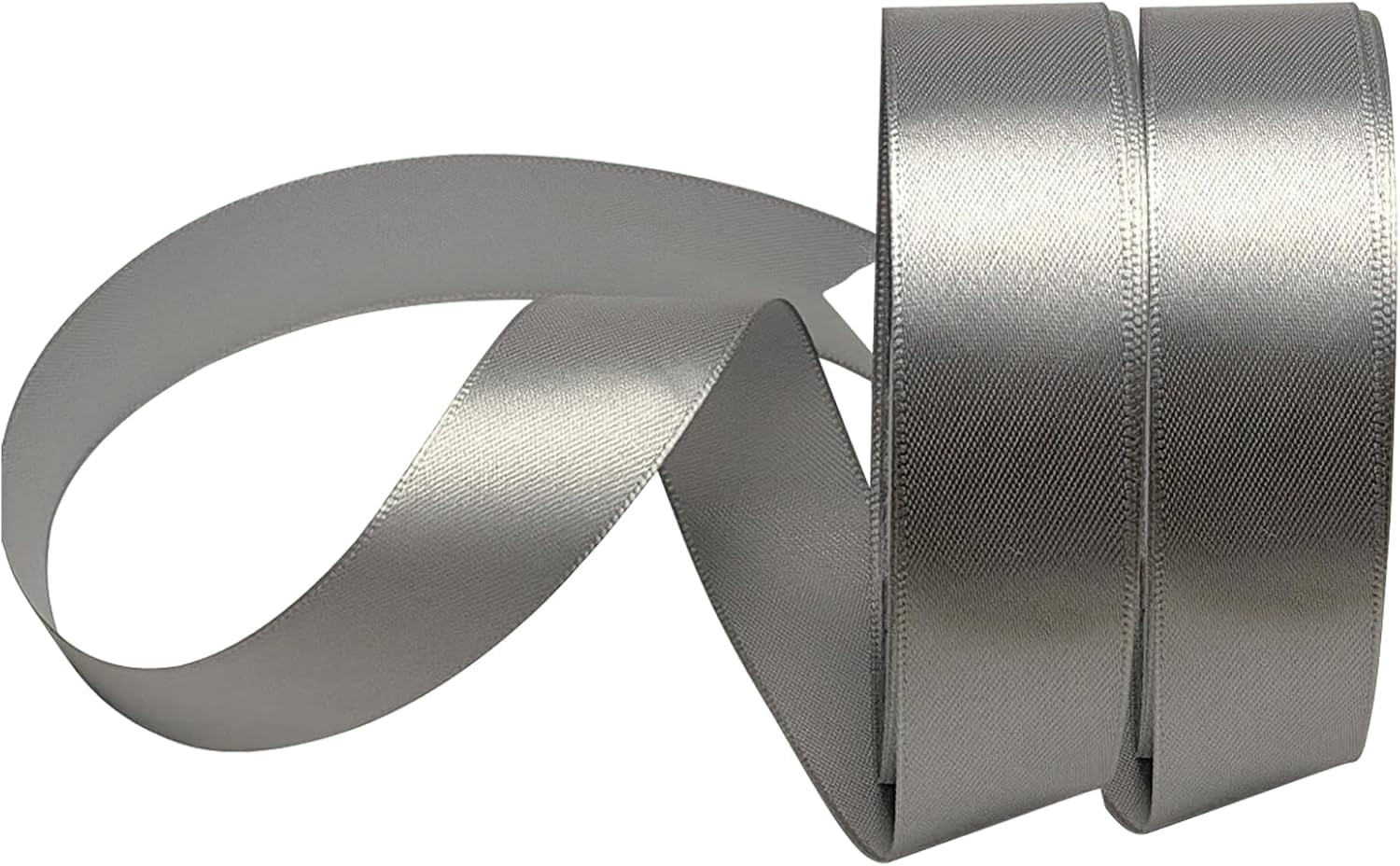 Solid Satin Ribbon Ribbons 50 Yards (2 Rolls) Grey Craft Bow Party ...