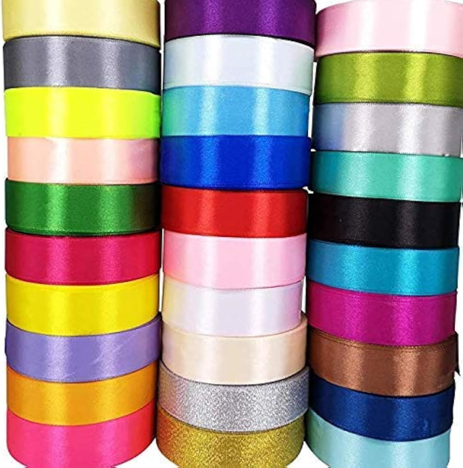 Solid Satin Ribbon Ribbons Assorted 40 Yards Craft Bow Party Decoration ...