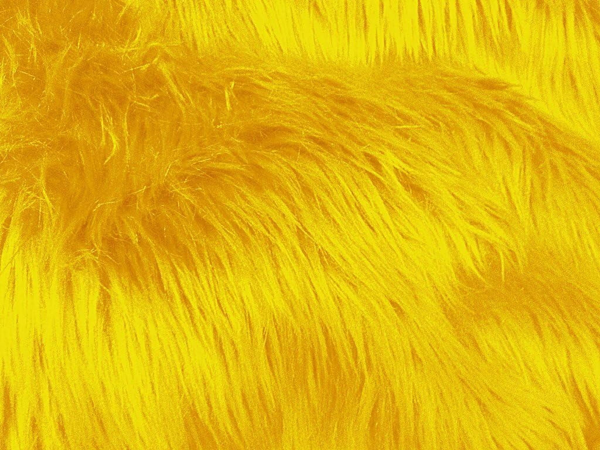 Solid Shaggy Faux/Fake Fur Fabric-Golden Yellow-Long Pile 60" Sold By ...
