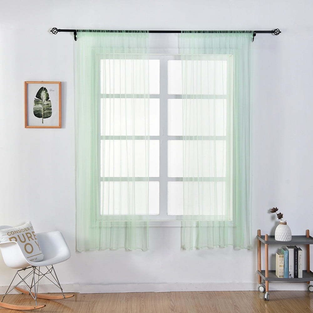 Solid Sheer Voile Curtain Panel - Modern Light-Filtering Window/Door ...